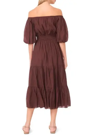 Vince Camuto Off-the-shoulder Tiered Maxi Dress - Cabernet