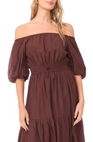 Vince Camuto Off-the-shoulder Tiered Maxi Dress - Cabernet