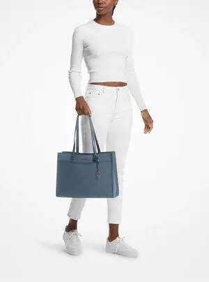 Michael Kors Jet Set Travel Large Saffiano Leather Tote - Blue