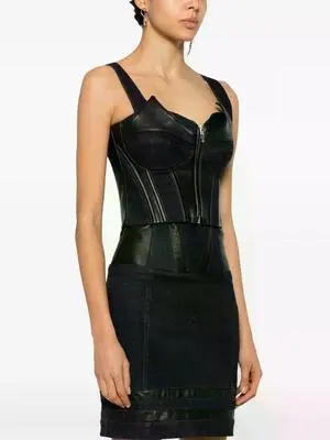 MITILIANE COUTURE Denim-insert Corset Top
