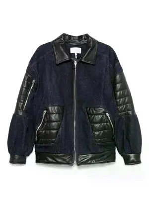 MITILIANE COUTURE Leather-insert Denim Jacket
