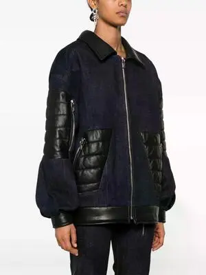 MITILIANE COUTURE Leather-insert Denim Jacket