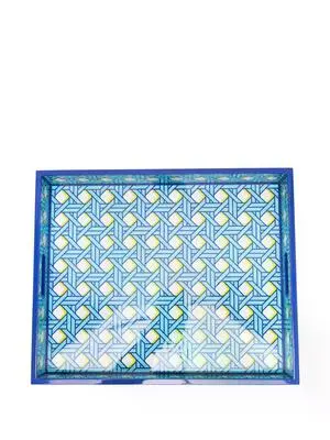 Jonathan Adler Basketweave Tray - Blue