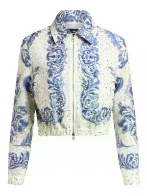 Etro Sequin-embellished Cropped Bomber Jacket - White