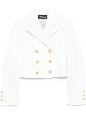 Roberto Cavalli Linen Double-breasted Blazer - White