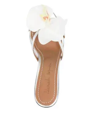 ALAMEDA TURQUESA 75mm Flower Leather Sandals