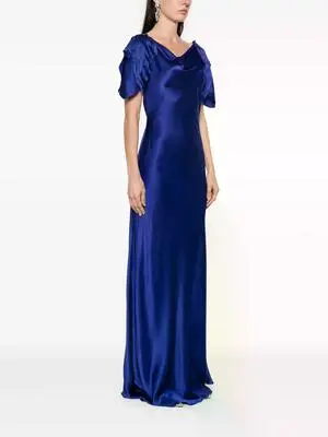 Alberta Ferretti Satin Maxi Dress - Blue