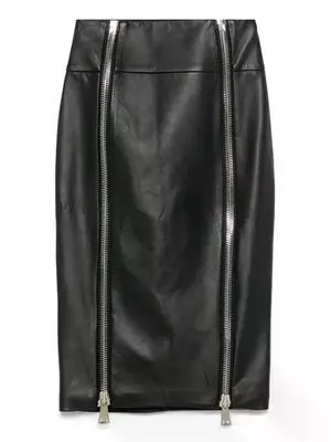 MITILIANE COUTURE Leather Zip-up Midi Skirt
