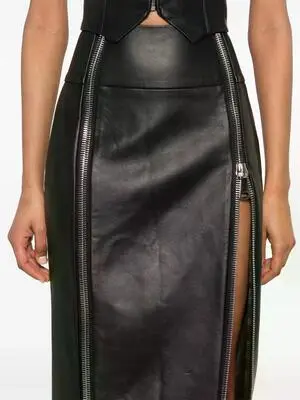 MITILIANE COUTURE Leather Zip-up Midi Skirt
