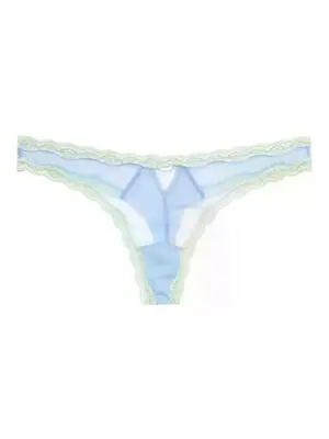 FLEUR DU MAL Lace-trimmed Thong - Light Sky