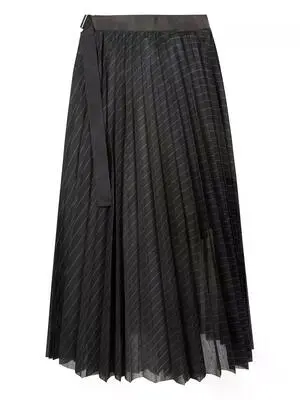 Sacai Striped Pleated Skirt - Black