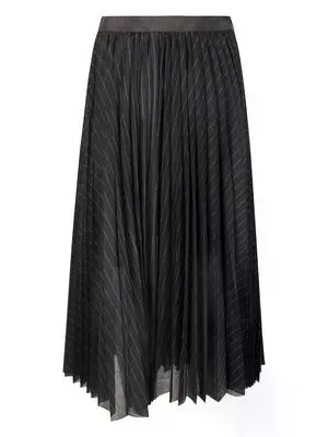 Sacai Striped Pleated Skirt - Black