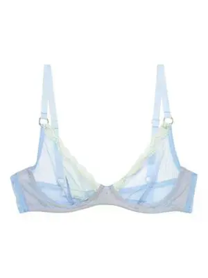 Fleur Du Mal Sheer Tulle Demi Bra - Blue