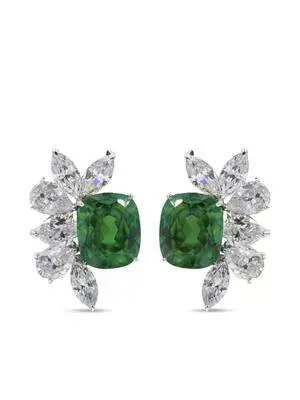 JUWELINA PARIS Sterling Roque Cuff Earrings - Green