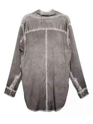 JULIUS Satin Wrap-neck Shirt - Grey