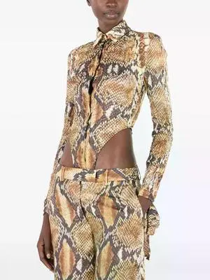 Roberto Cavalli Snakeskin-print Bodysuit