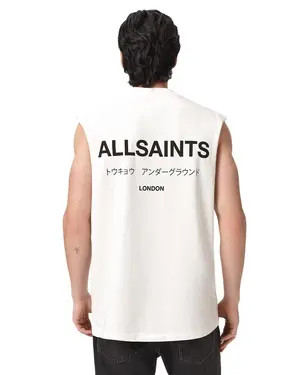 ALLSAINTS Underground Relaxed Fit Sleeveless Tee - Ashen White