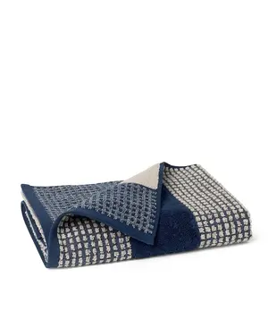 JUNA Check Bath Towel - Dark Blue/sand
