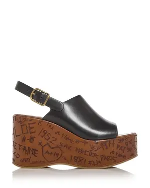 Chloé Maxime Platform Wedge Sandals - Black