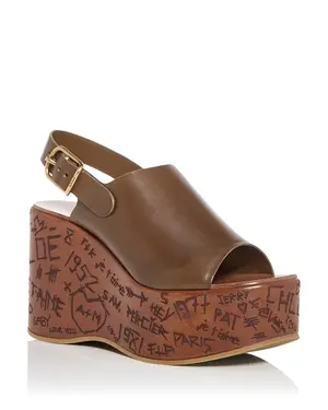Chloé Maxime Platform Wedge Sandals - Olive