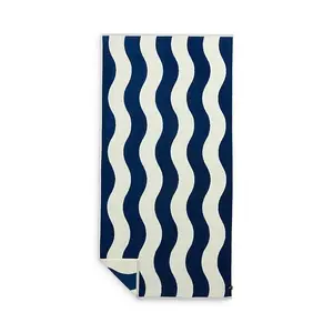 SLOWTIDE Wavy Stripe Beach Towel - Deep Pool