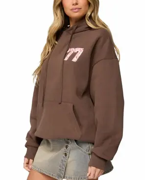 EDIKTED Leopard 77 Oversized Hoodie - Brown