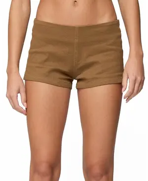EDIKTED Dinah Denim Micro Shorts - Mocha