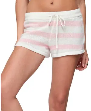 EDIKTED Striped Knit Shorts - Light Pink