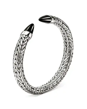 John Hardy Sterling Black Onyx Spear Cuff - Silver