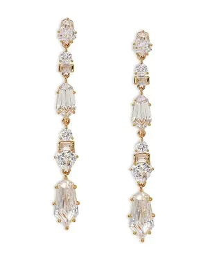 Nadri Luxor Kite Zirconia Linear Earrings - Gold