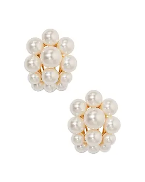 Nadri London Large Cluster Earrings - Gold/white