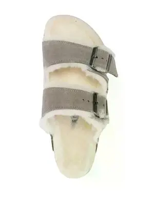 BIRKENSTOCK Arizona Shearling Lined Suede Sandals - Grey