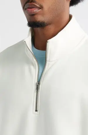 Bp. Cotton-blend Fleece Quarter-zip Pullover - Ivory Egret