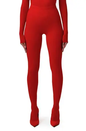 Naked Wardrobe Closed Toe Leggings Red