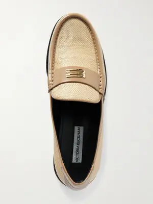 Victoria Beckham Leather-trimmed Raffia Loafers