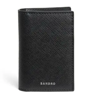 Sandro Faux Leather Bifold Card Holder - Black