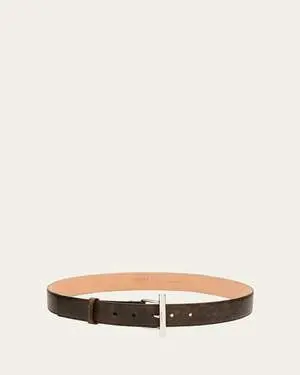 Alexander McQueen T-Bar Skinny Leather Belt Tan-brn
