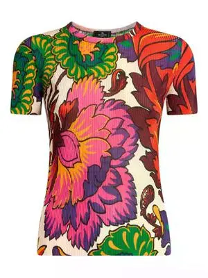 Etro Floral-print T-shirt - Neutrals