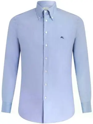 Etro Embroidered-logo Button-up Shirt - Blue