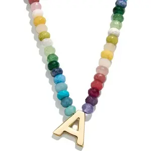 Baublebar BaubleBar Rainbow Beaded Initial Pendant Necklace Rainbow Multi - A