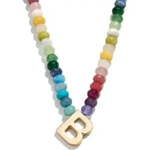 Baublebar BaubleBar Rainbow Beaded Initial Pendant Necklace Rainbow Multi - B