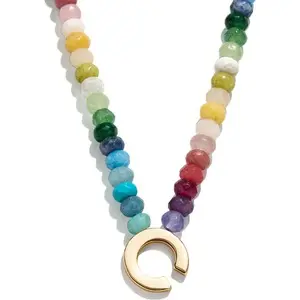 Baublebar BaubleBar Rainbow Beaded Initial Pendant Necklace Rainbow Multi - C