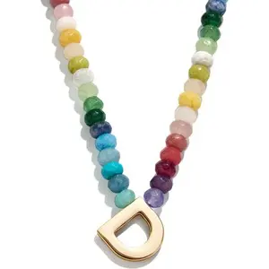 Baublebar BaubleBar Rainbow Beaded Initial Pendant Necklace Rainbow Multi - D