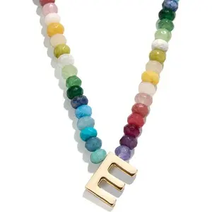 Baublebar BaubleBar Rainbow Beaded Initial Pendant Necklace Rainbow Multi - E