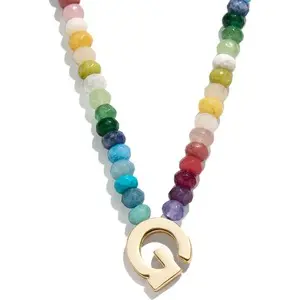 Baublebar BaubleBar Rainbow Beaded Initial Pendant Necklace Rainbow Multi - G