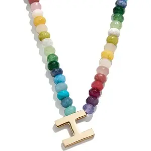 Baublebar BaubleBar Rainbow Beaded Initial Pendant Necklace Rainbow Multi - H