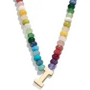 Baublebar Rainbow Beaded Initial Pendant Necklace - Rainbow Multi - I