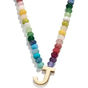 Baublebar BaubleBar Rainbow Beaded Initial Pendant Necklace Rainbow Multi - J
