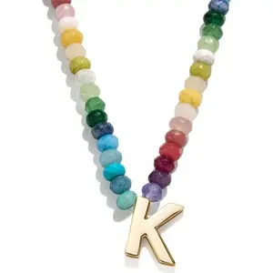 Baublebar BaubleBar Rainbow Beaded Initial Pendant Necklace Rainbow Multi - K