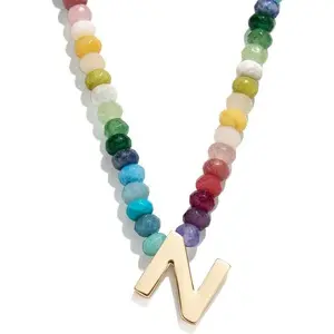Baublebar BaubleBar Rainbow Beaded Initial Pendant Necklace Rainbow Multi - N